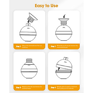 Large Round Ice Ball Maker Mold Silicone for Whiskey - Set of 4 with 2-in-1 Funnel Lid - 2.4 Inch Big Sphere Ice Mold for Cocktails Bourbon - Easy Release - Perfectly Round Ice Cube Tray