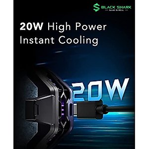 Black Shark Fun Cooler 3 Pro Cell Phone Cooler, 20W Power Fast Cooling Mobile Phone Radiator with in-APP Control | Temperature Drop by up to 30℃ | RGB Lights | 7 Blade Fans for iOS/Android (Black)