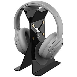 TXEsign Headphone Stand Universal Headphone Holder for AirPods Max/HyperX Cloud II/Sony/Bose/Beats, Acrylic Headphones Holder Earphone Desktop Hanger Gaming Headset Stand for Desk (Black)