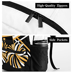 SunFancyCustom Custom Cheer Cheerleader Black Gold Personalized Causual Shoulder Bag Sports Leisure Camping Backpack for Women Men
