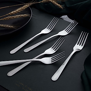 Unokit 48-piece Forks and Spoons Set, Stainless Steel Silverware Set, Mirror Polished, Spoons and Forks Set for Restaurants/Hotels/Canteens/Cafeteria, Dishwasher Safe