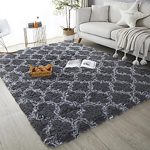 Poboton 2X3 Grey Carpet for Living Room Soft Luxury Bedroom Large Fluffy Plush Area Rug Shaggy Big Comfy Carpet