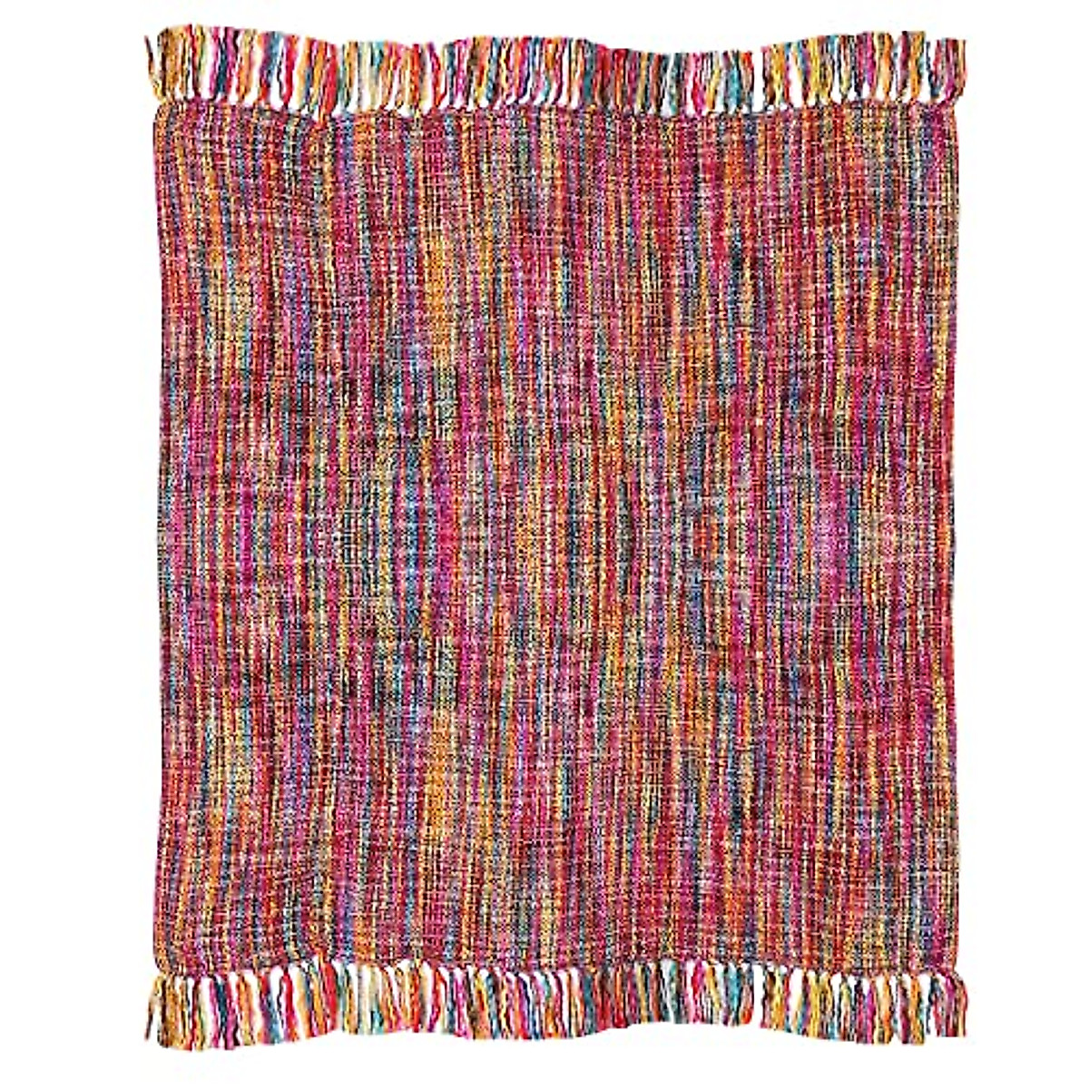 ART & ARTIFACT Boho Throw Blanket - Colorful Striped Chunky Knit Blanket Hippie Room Decor - 48" x 70" Afghan