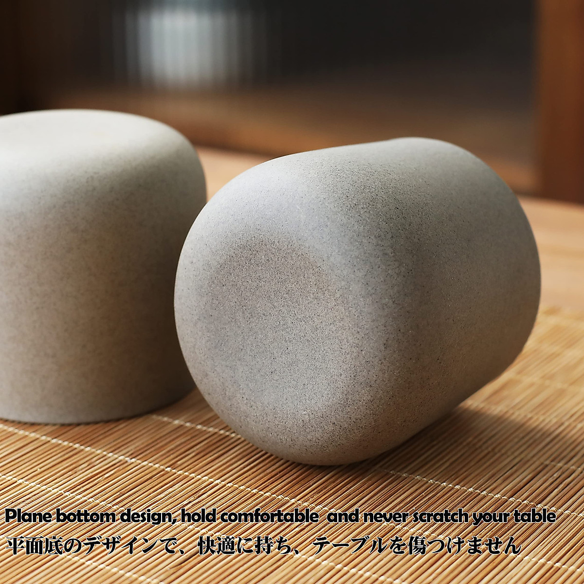 TEANAGOO Pottery Chinese Tea Cup Tea Cup, 5.8 Oz, Junware, TC03 Grey, 4 Pcs/box, Occupied Japan Tea Cups Porcelian Asian Tea Cups No Handles Japanese Tea K Cups