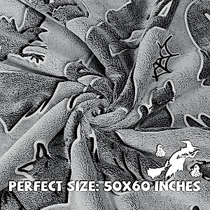 REXEO Throw Blanket Kids Soft Fleece Blankets Black Cat Halloween Throw Blanket 50"×60"