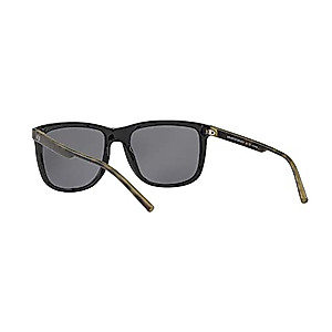A|X ARMANI EXCHANGE Men's AX4070S Square Sunglasses, Black/Grey Polarized, 57 mm