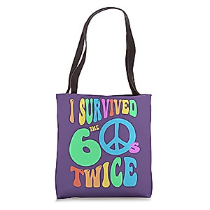 Retro I SURVIVED My SIXTIES TWICE 70th Birthday Joke 60s Tote Bag