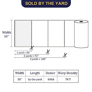 Foreate Waterproof Fabric by The Yard 600d Cordura Canvas Fabric 58 inch Wide for Indoor Outdoor Patio 1 Yard, Black