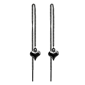 555Jewelry Womens Heart Cute Shape Love Stainless Steel Charm Fine High Fashion Romantic Gifts Female Delicate Stylish Chain Link Accessories Jewelry Dangle Drop Earrings, Black