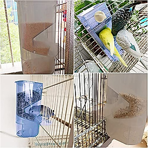 Hamiledyi Parrot Automatic Feeder No Mess Bird Feeder for Cage Parakeet Seed Food Container Plastic Lovebirds Cage Accessories for Small Conures Budgies Canary Finches(Blue)