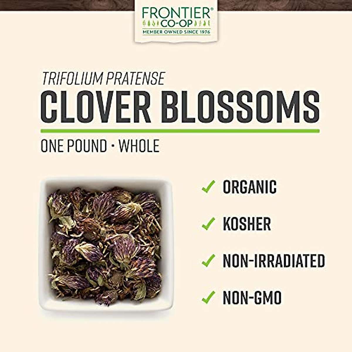 Frontier Co-op Organic Whole Red Clover Blossoms 1lb