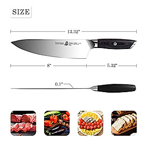 TUO Chef Knife 8 inch - Kitchen Chef Cooking Knife Japanese Gyuto Knife - German HC Steel with Pakkawood Handle - FALCON SERIES with Gift Box