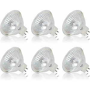 Simba Lighting Halogen MR16 20W 12V Light Bulbs (6 Pack) for Landscape, Track Lights, Fiber Optics, Desk Lamps, BAB C Spotlights with Glass Cover, GU5.3 Bi Pin Base, 2700K Warm White Dimmable