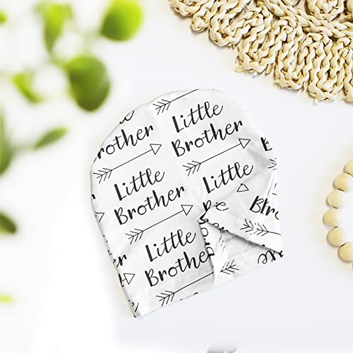 Newborn Swaddle Blanket with Beanie Set,Soft Stretchy Blanket for 0-3 Months Baby Boys and Girls (Brother)