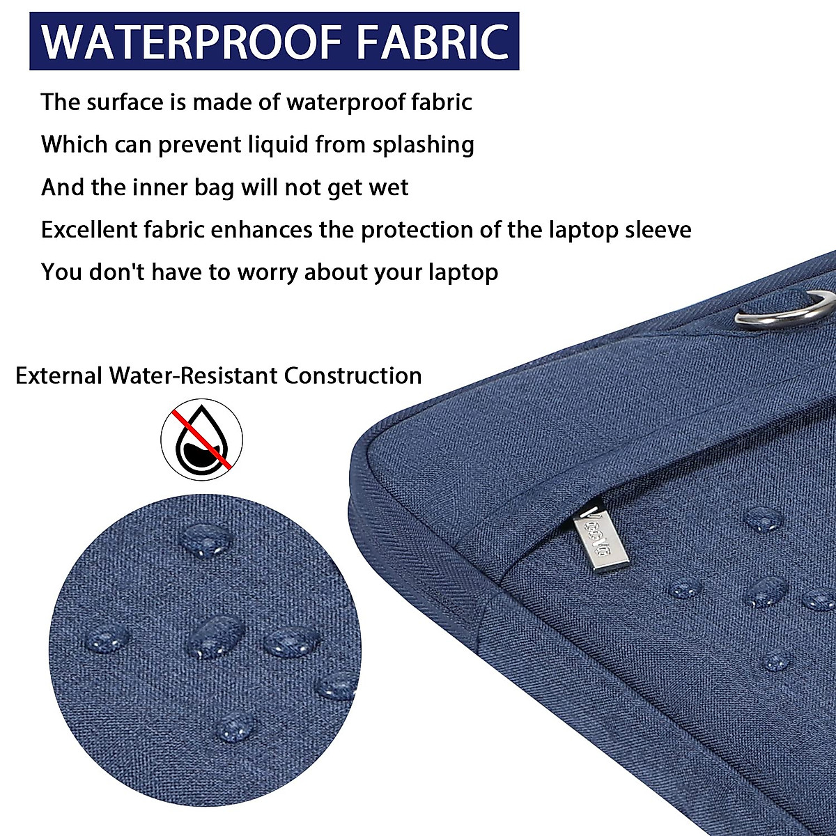 V Voova Laptop Bag 13-14 inch with Shoulder Strap & Handle, Waterproof Laptop Case Sleeve Compatible with 13-14” MacBook Air/MacBook Pro, Slim Briefcase Computer Cover for Men Women, Blue