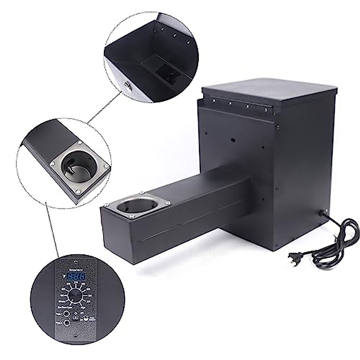 Vertical Pellet Hopper Assembly Kit, 14.5" DIY Electric Wood Pellet Smoker Grill Part, Electric Wood Pellet Smoker Grill Knob Type, W/ Vertical Controller by Knob, for Grill, Smoke, Bake