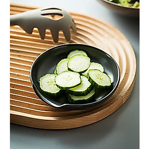 Spoon Rest for Stove Top Large Spoon Holder for Kitchen Counter, 5 Inch Ceramic Spoon Rest for Kitchen Counter, Cooking Spoon Rest Kitchen Spatula Holder for Tongs, Ladles, Set of 1, Matte Black