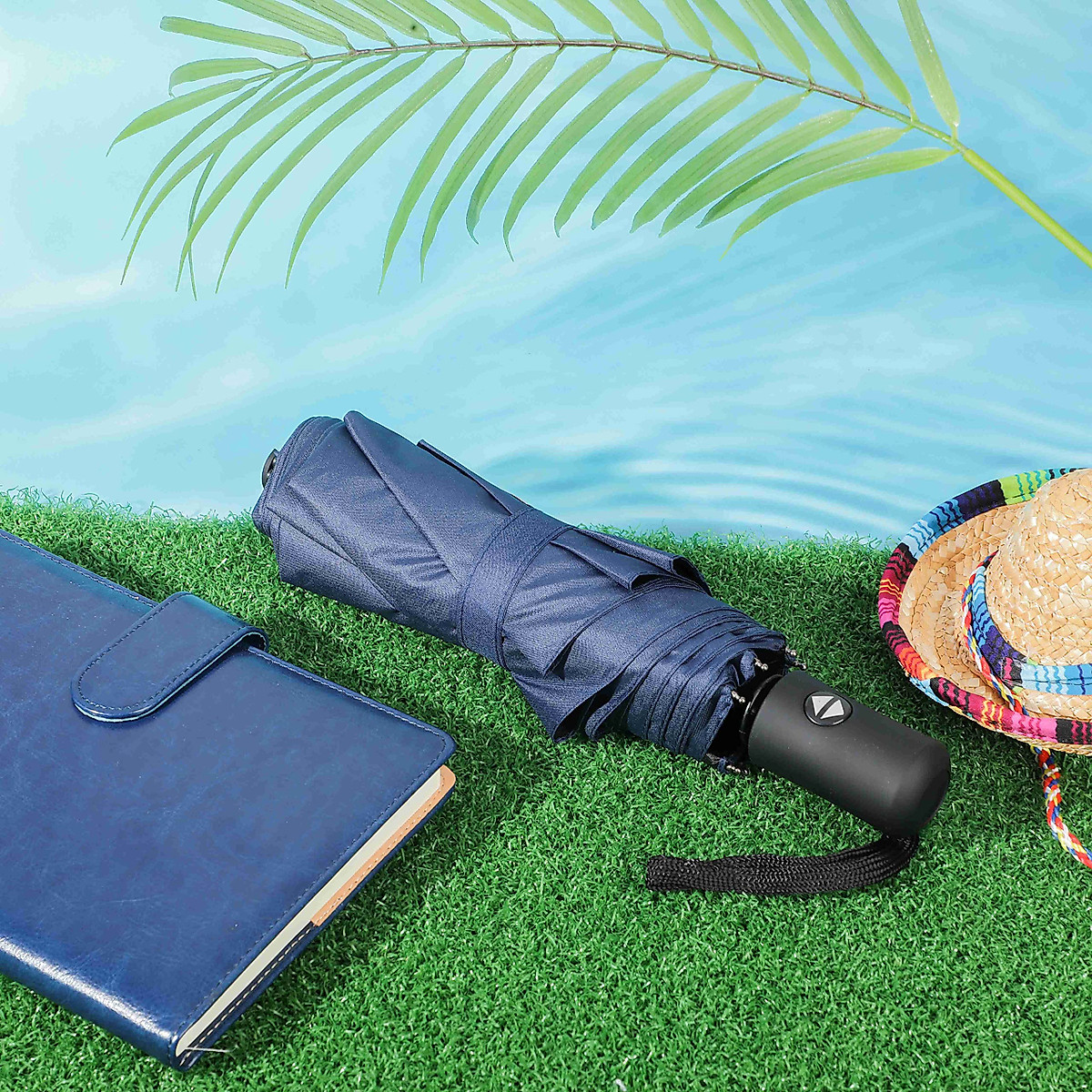 Jexine 6 Pcs Travel Compact Umbrella Automatic Open Close Windproof Small Light Backpack Purse Car Portable Collapsible Umbrella for Rain, Men Women(Navy Blue)