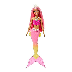 Barbie Dreamtopia Mermaid Doll, Pink Hair, Pink & Yellow Ombre Tail & Tiara Accessory