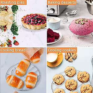 TamBee 8 Inch Cooking Rack Round 304 Stainless Steel Baking and Cooling Steaming Rack w Stand Cookware Fit for Air Fryer Pressure Cooker Canning Set of 2