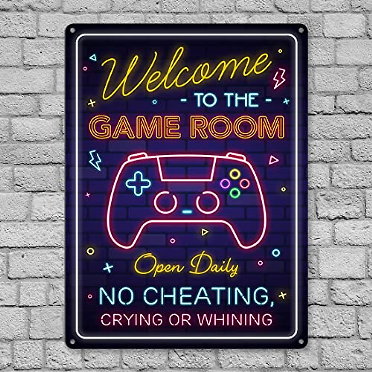 Gaming Room Metal Sign - Gamer Wall Decor For Boys Room, Bedroom Gamers Aluminum Rust Free 9" X 11", Pre-Drilled Holes, Weather Resistant