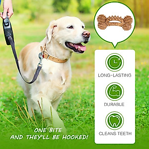 ZNPET Dog Chew Toy for Aggressive Chewers, Durable Long-Lasting Dog Toy, Textured Wood Fiber & Nylon, Great Toy for Small Dogs & Puppy Teething(Bone), Brown