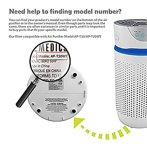 AP-T20 Replacement Filter Compatible with Homedics Air Purifier Model AP-T20, AP-T20WT, Part# AP-T20FL | 2-PACK White