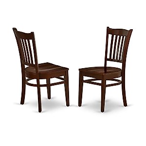East West Furniture GRC-MAH-W Groton Dining Room Chairs - Slat Back Wood Seat Chairs, Set of 2, Mahogany