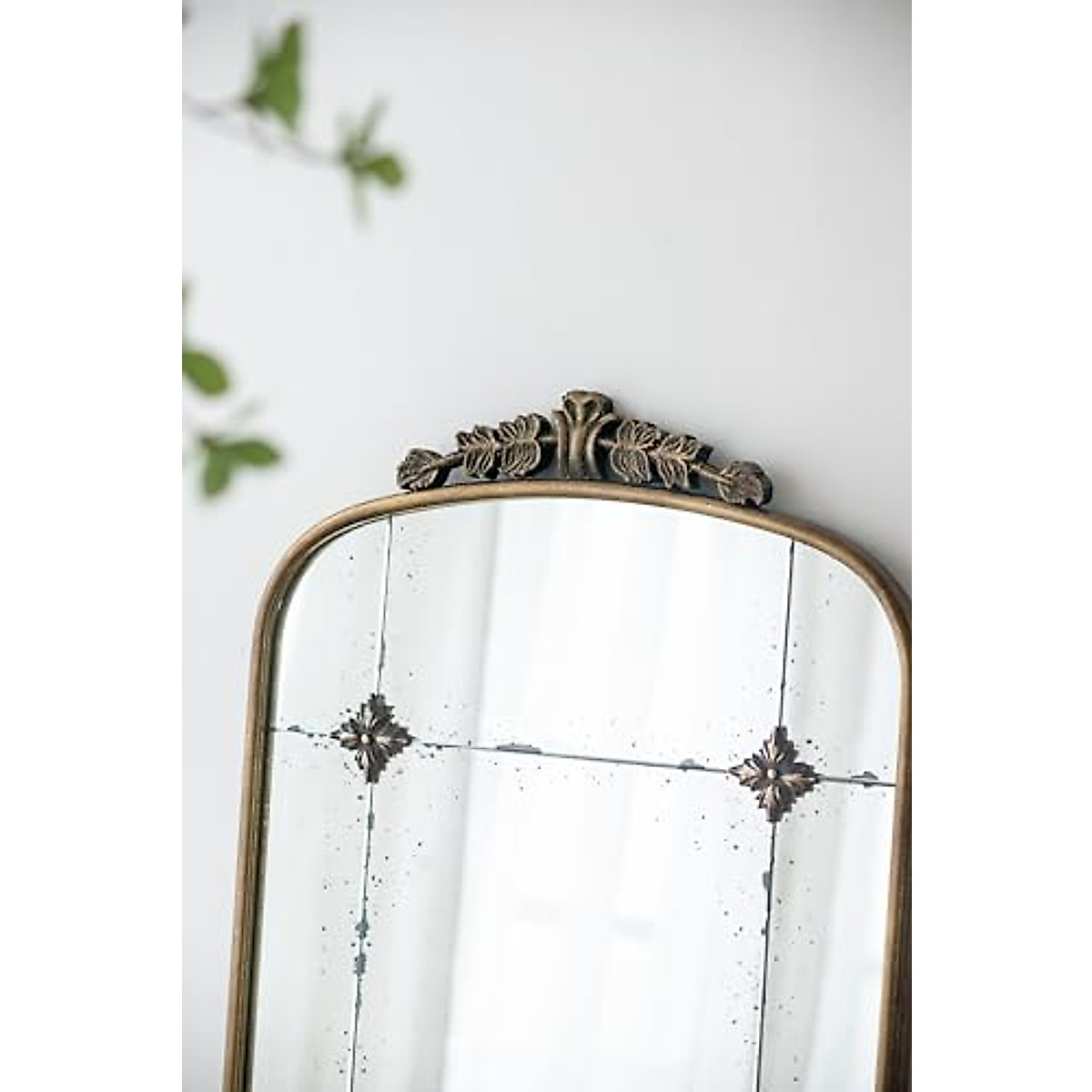Antique Gold Full Length Mirror,Retro Full Length Mirror Metal Frame Arched Floor Mirror Full Body Mirror Wall Mirror Hanging Leaning Mirror for Living Room Bathroom Entryway 24" x 48.5"