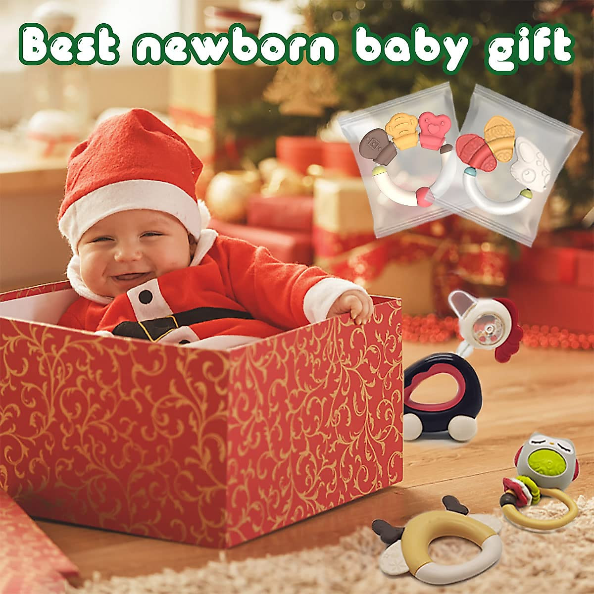 LAFALA Baby Toys 3-6 Months Baby Rattle Set Teething Toys for Babies 0-6 Months 11 PCS 4 Month Old Toys for Babies Teether Baby Essentials with Storage Box Infant Toys Newborn Toys Baby Girls Gifts