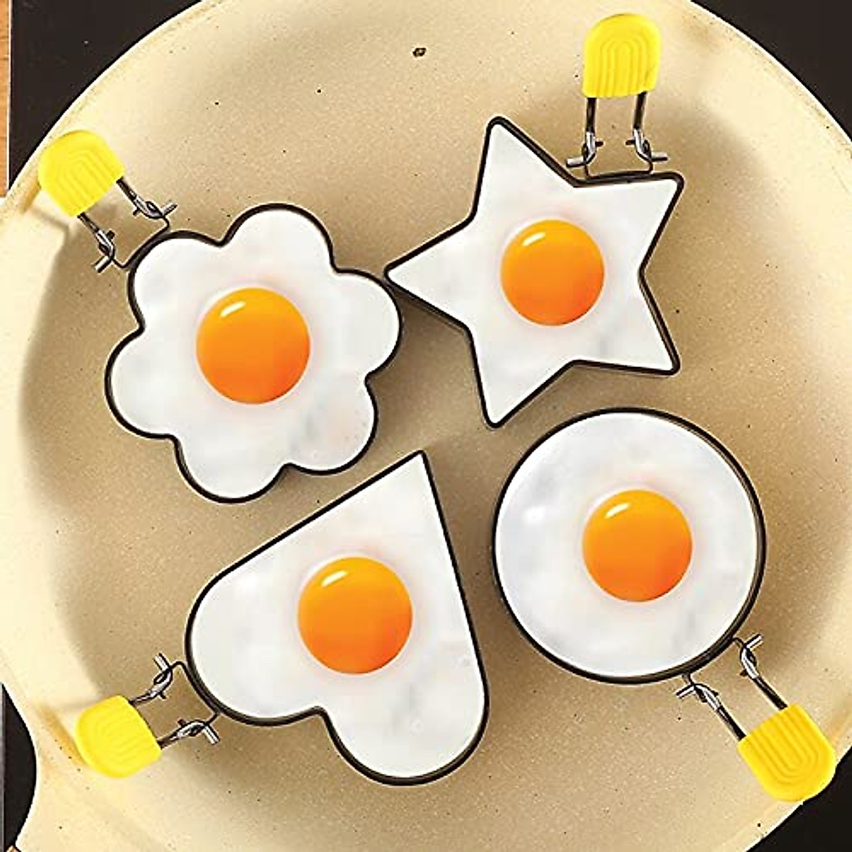 Egg Ring, 4 Pack Stainless Steel Egg Ring With Non Stick Metal Shaper Circles for Fried Egg McMuffin Sandwiches, Egg Maker