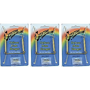 Creative Hobbies® Deluxe Plate Display Hangers, Spring Style - Assembled & Ready to Use - Hold 5 to 7 Inch Plates- Gold Wire Spring Type, Hanger Hooks & Nails Included -Pack of 3 Hangers