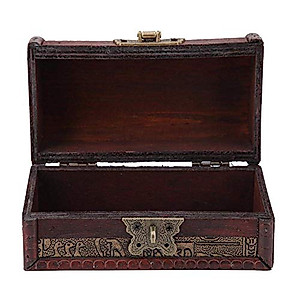 FTVOGUE Egyptian Wooden Antique Old Jewelry Storage Box Trinket Box Shooting Furnishings Props Handmade Crafts (#1: Password lock S)