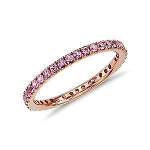Jewelrygift Created-Pink Sapphire Gtone Band Ring Rose Gold Plated Beautiful Design Luxury gift perfect wedding or for Men and women US Ring Size: 6