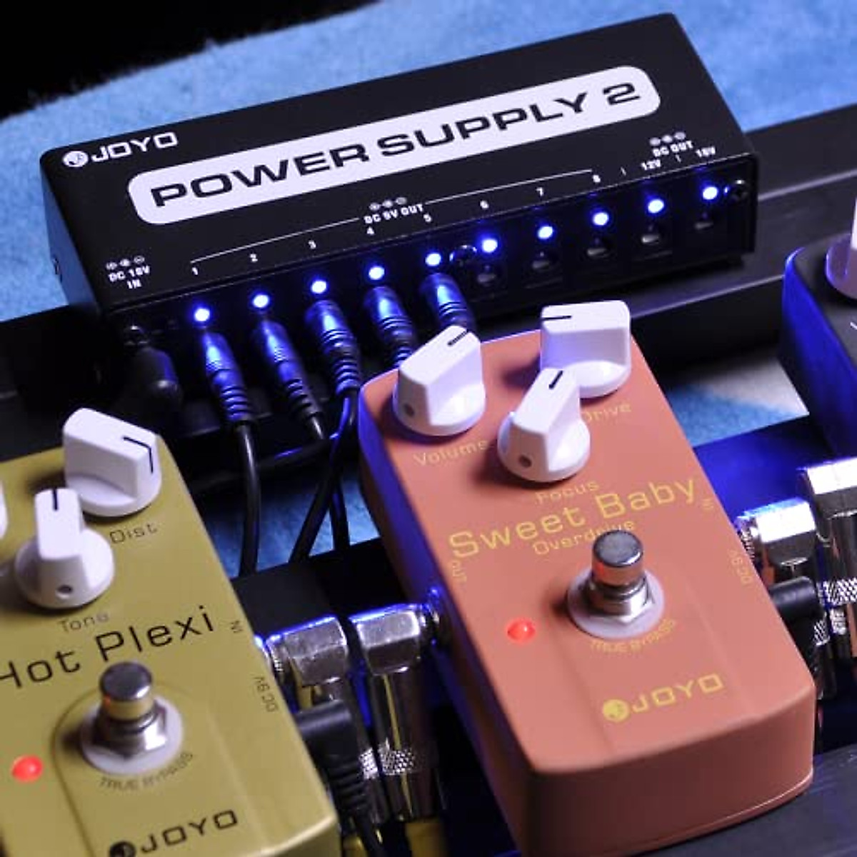 JOYO Guitar Pedal Power Supply Pedal Board Power Supply with DC 18V Pedal Power Adapter & 9V 100mA 500mA Isolated DC 10 Outputs for 9V 12V 18V Effect Pedals (JP-02)