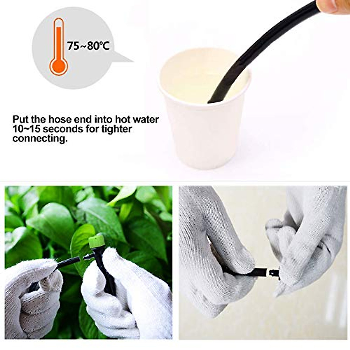 Kalolary 100PCS Green Irrigation Drippers Drip Emitters, Micro Spray Adjustable 360 Degree Full Circle Pattern Water Flow Sprinkler Fits 1/4 (4-6mm) Irrigation Tubing for Garden Irrigation