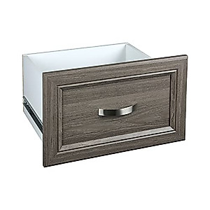 ClosetMaid SuiteSymphony Wood Drawer, Add On Accessory, Shaker Style, for Storage, Closet Clothes, x 10” Size for 16 in. Units, Graphite Grey/Satin Nickel
