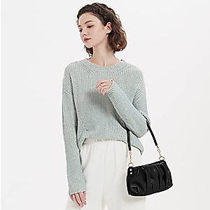 GRPKSSIB Women's Shoulder Purse PU Leather Clutch Ruched Handbag Dumpling Underarm Bag Crossbody Bag