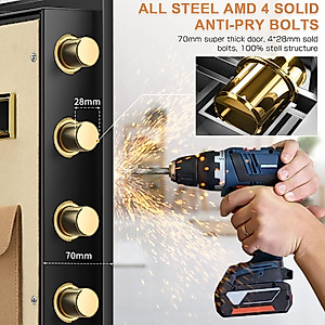 2.3 Cub Home Safe Fireproof Waterproof, Large Fireproof Safe Box with Fireproof Document Bag, Electronic Keypad and Spare Key, Digital Home Security Safe for Money Firearm Medicine Valuables