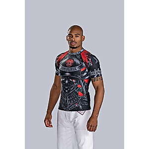 Ronin Samurai Blackout Ghost Rash Guard base layer Compression Shirt for Bjj MMA Grappling (Med)