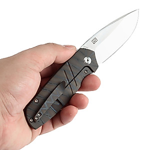 KANSEPT Turaco Pocket Folding Knives for Men EDC Camping Folding Knife 2.85'' CPM-S35VN Material Pocket Folding Knife with Tiger Stripe Flamed Titanium Handle Everyday Carry K2049A4