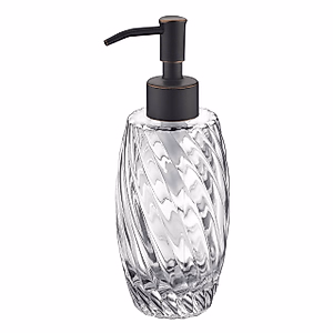 Delle Rosa Countertop Glass Soap Dispenser Oil Rubbed Bronze Clear Glass Bottle Dispenser for Kitchen, Bathroom Essential Oils, Lotions, Liquid Soaps