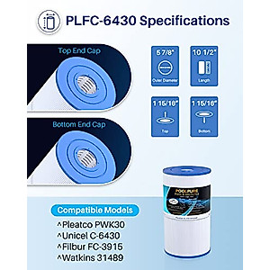 POOLPURE C-6430 Spa Filter Replaces 31489, PWK30, Filbur FC-3915, P/N0969601, 71825, 73178, 73250, 30 sq. ft. Hot Spring Spa Filter 3 Pack