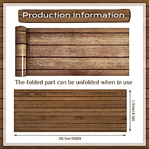 Jecery Wood Grain Tablecloth Backdrop Roll 4.5x100 ft Western Themed Party Backdrop Extra Large Wood Plastic Backdrop Sign for Rustic Wedding Decorations Barn Themed Birthday Decor (Brown)