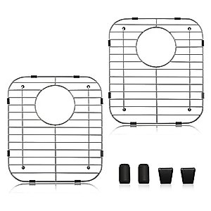 Kitchen Sink Grid 2 Pcs, 13" x 11-5/8", APPASO Sink Protectors for Kitchen Sink Rear Drain, Stainless Steel Sink Protectors for Single or Double Bowl Sink, Kitchen Sink Rack for Bottom of Sink
