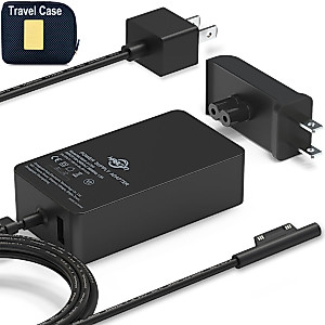 65W Surface Pro Laptop Charger for Microsoft Surface Pro 10 9 8 7+ X 7 6 5 4 3, Windows Surface Laptop 6 5 Studio 4 Go 3 2, Surface Go 2 3, Surface Book 2 1, Support 44W 36W, 11.2FT Cord, Travel Case