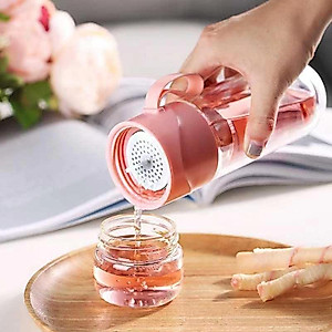 Little Bees Double Wall Glass Tea Bottle Portable Tea Tumbler with Infuser Leak-Proof Travel Mug 14oz Blue