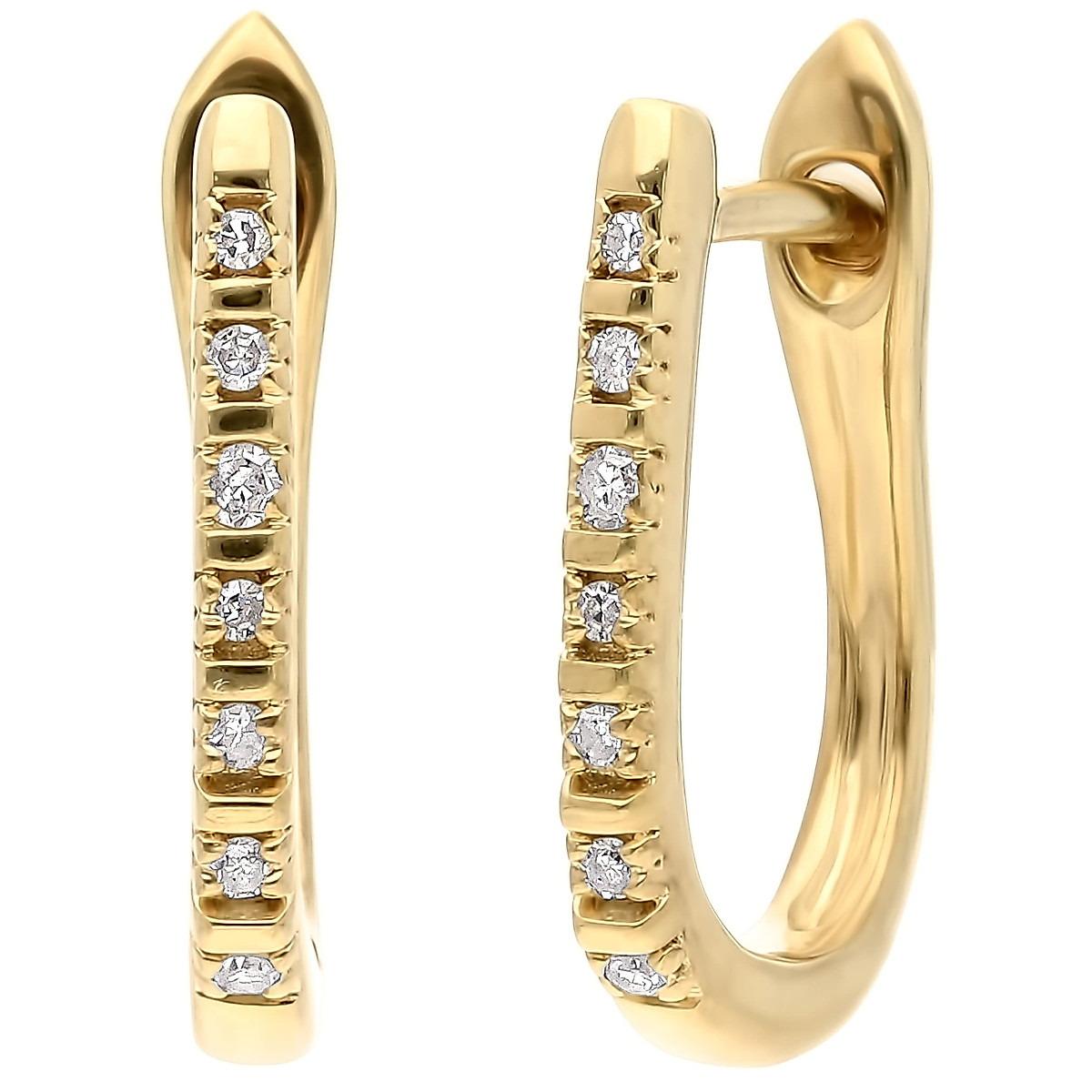 DISENO Diamond Earrings in 10k Yellow Gold Huggie Hoop Earrings with Natural Diamonds 0.04 Carat (F-G Color, SI1-SI2 Clarity) Fine Jewelry for Women Ideal Gifts for Birthday, Wedding