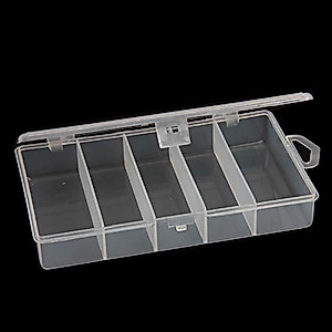 SBYURE 2 Pack 5 Grid Clear Plastic Fishing Tackle Storage Box Jewelry Making Findings Organizer Box Container Case Utility Box,7x4.3x1.2inch