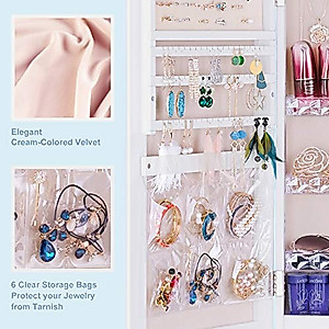 LUXFURNI Small Mirror Jewellery Cabinet Wall-Mount/Door-Hanging Armoire, Lightweight Storage Organizer